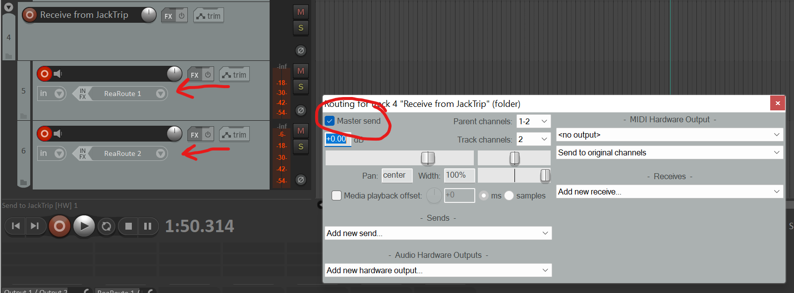 Windows - Connecting Reaper to JackTrip using ReaRoute